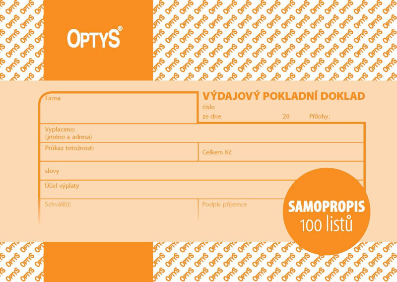 Výdajový doklad A6, samopropisovací, 100 listů | Optys.cz